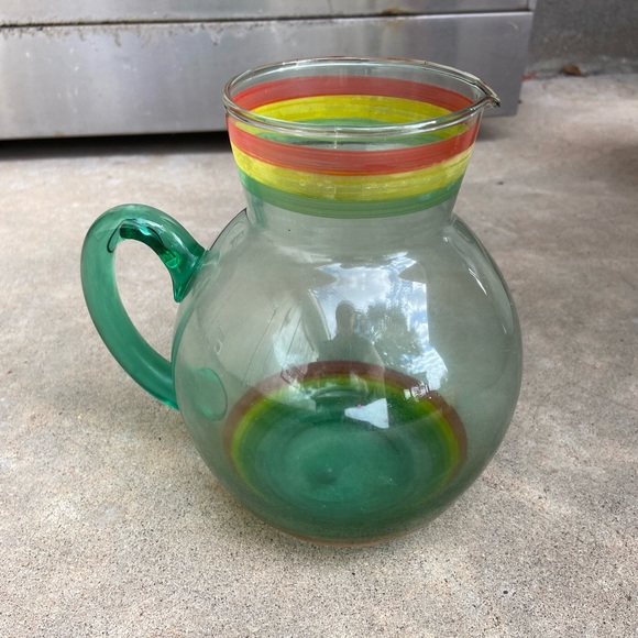 Kitchen | Vintage Multi Color Small Glass Pitcher | Poshmark